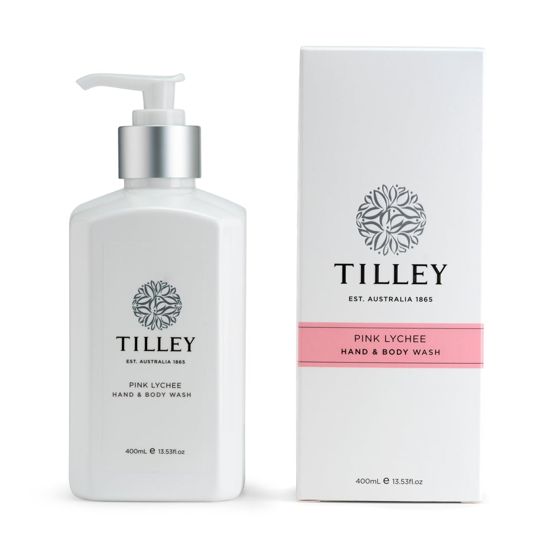Tilley pink lychee hand and body wash – little wren designs au
